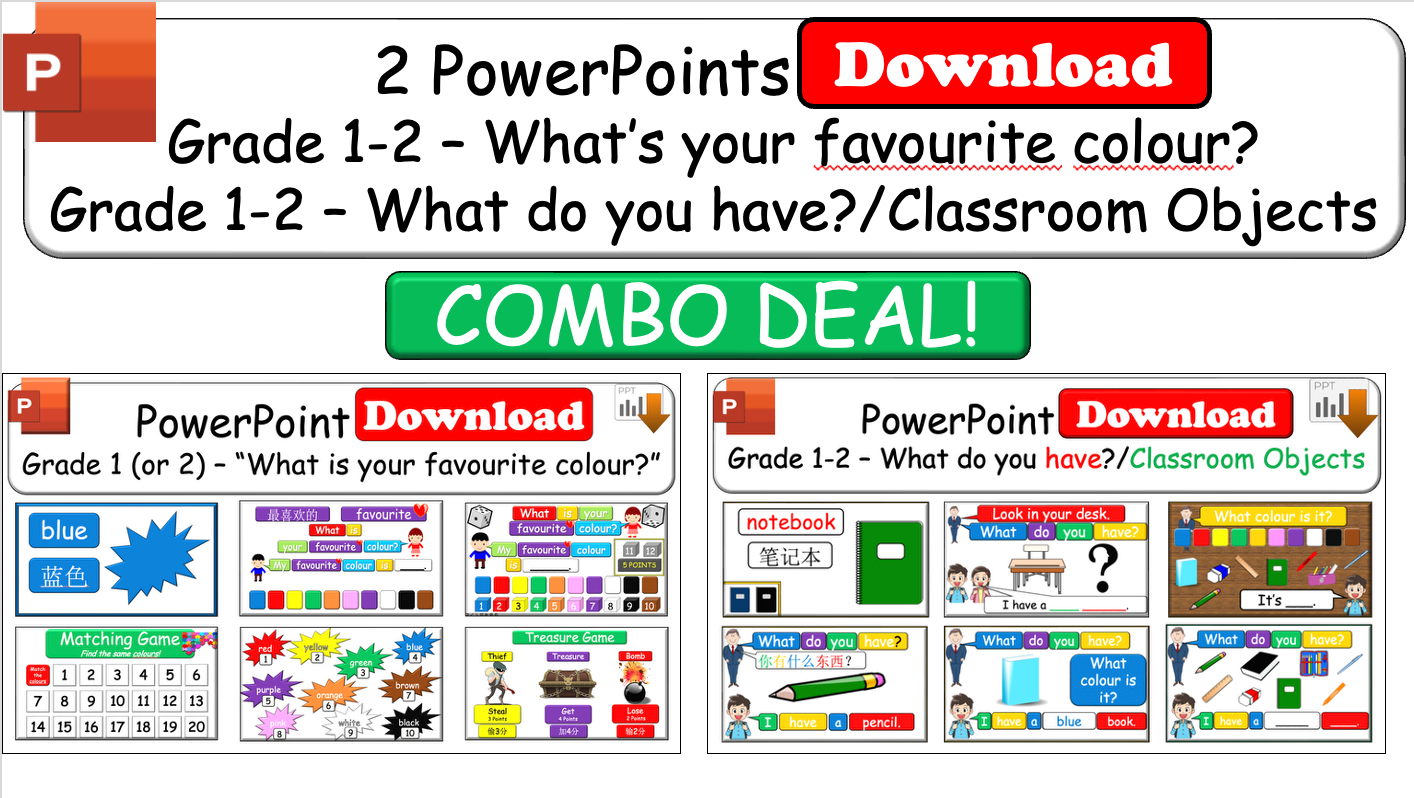 Grade 1-2 - ESL Lesson - What's your favourite colour? / What do you h ...