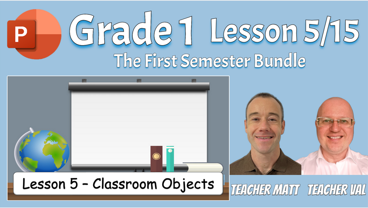 Grade 1 - Semester 1 - 15 PowerPoint Lessons BUNDLE! - ESL PowerPoints ...
