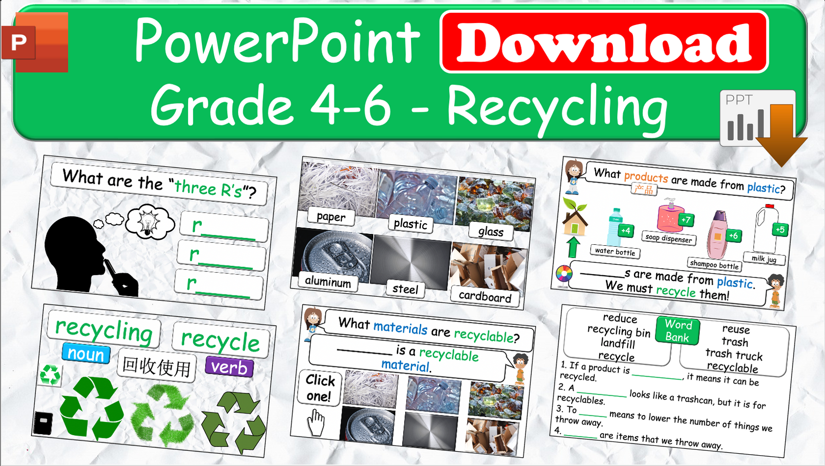 Grade 4-6 - ESL Lesson - Recycling - PowerPoint Lesson – Teacher Matt's ...
