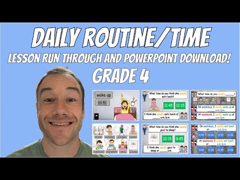 Grade 4 - ESL Lesson - Daily Routine / Time - PowerPoint Lesson ...